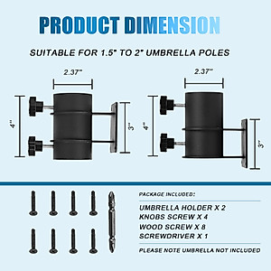 Meruzy Patio Umbrella Holder Mount, Stainless Steel Outdoor Umbrella Base Umbrella Clamp Bracket for Deck Railing, Mount to Deck, Balcony or Courtyard (Fit Max OD 2 inch)