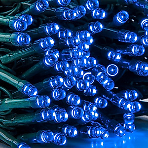 Joiedomi 200 LED Blue Halloween String Lights with 8 Modes 65.2FT Green Wire for Indoor Outdoor Holiday Décor Halloween Event Decoration, Tree, Eaves, Haunted House Theme Party