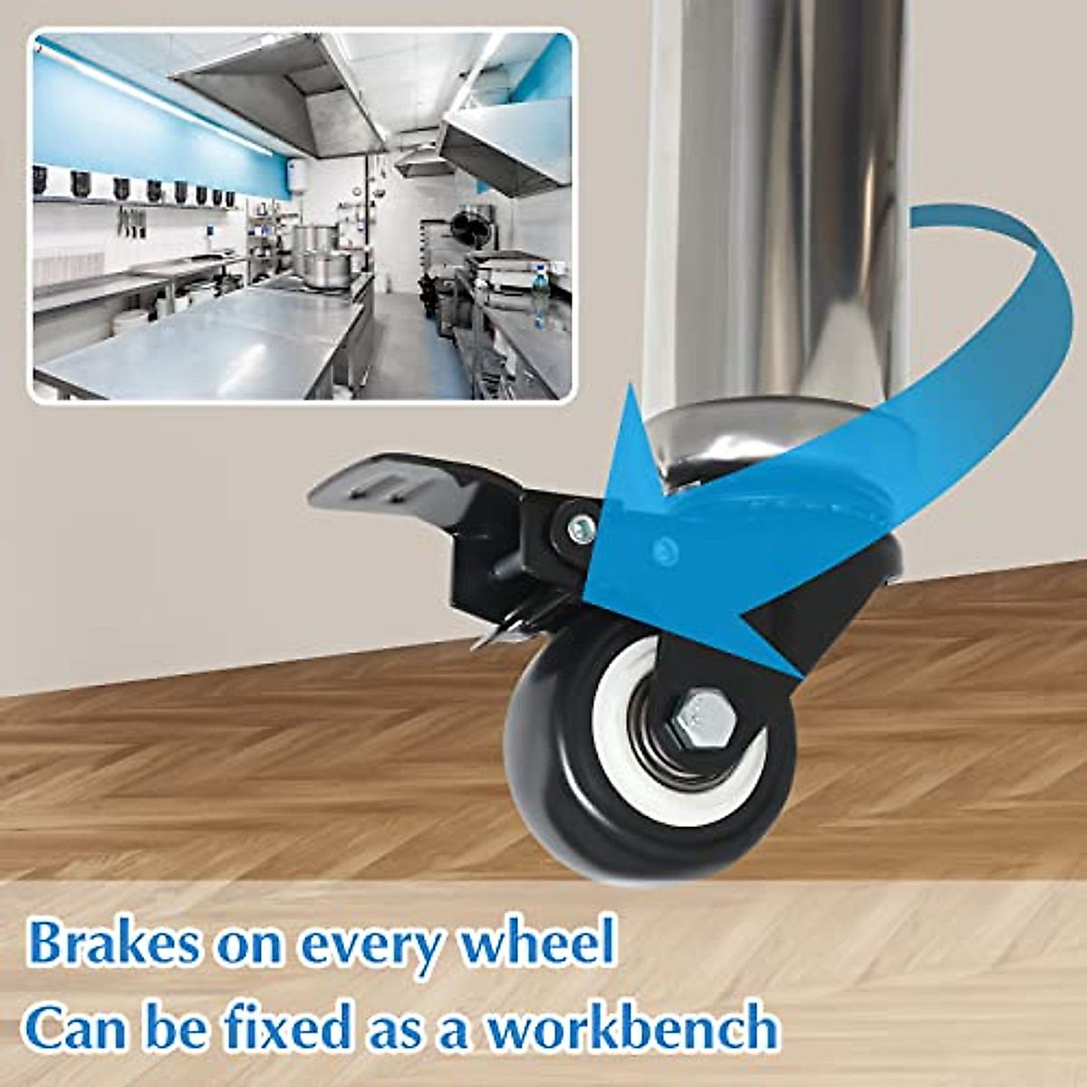 Stainless Steel Table with Wheels Caster 31.5 x 23.6 Inch Commercial Heavy Duty Table Prep Work Metal Table Stainless Steel Cart with Undershelf and Galvanized Legs for Kitchen Restaurant Home Outdoor