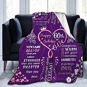 JASUTOT Happy 1963 60th Birthday Gifts Blanket for Women Her Wife Sister Mom Friends Grandmother Coworker Boss, 60th Birthday Blankets Throw 60"×50", 60th Birthday Gift Ideas, Gifts for 60th Birthday