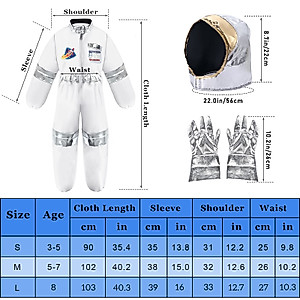 Children's Astronaut Costume Space Pretend Dress up Role Play Set for Kids Boys Girls with a Free America Flag Pin