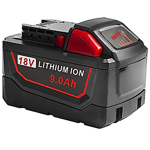 Upgraded 9.0Ah Replacement for Milwaukee 18v Battery 48-11-1828 48-11-1860 48-11-1890 Lithium Ion XC Extended Capacity with Intelligence and Extreme Weather Performance M18 Battery (1)