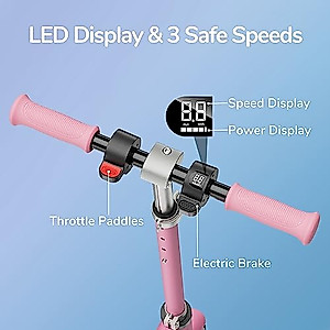 Scoothop Kids Electric Scooter,Colorful Rainbow Lights Electric Scooter with Bluetooth Music Speaker, LED Display,4 Height Adjustable and 3 Speed Adjustment,Electric Scooter for Kids Ages 6-12(Pink)