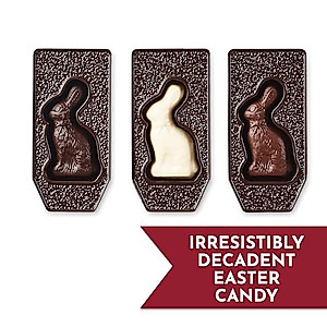 Fannie May, 6 Count Solid Assorted Dark Chocolate, Milk Chocolate and White Confection Bunnies, Easter Basket Stuffers, 3 oz Each