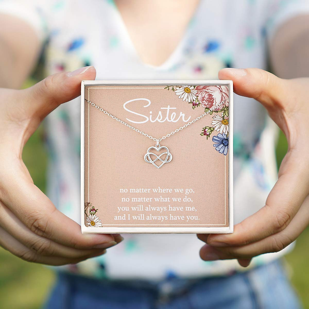 RareLove Sister Gifts from Sisters,925 Sterling Silver Tiny Infinity Heart Necklaces for Women,Birthday Jewelry Gift Necklaces for Sisters,Mothers Day Christmas Gifts