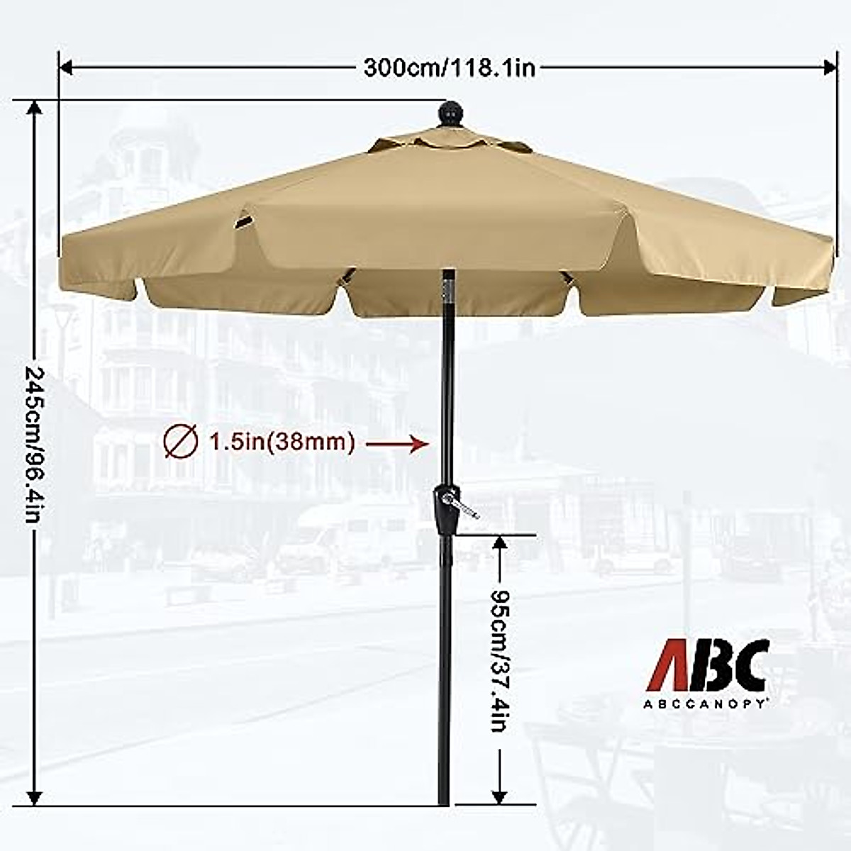 ABCCANOPY Premium Patio Umbrellas 10' Khaki