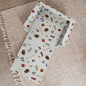 fond + found Kids Sofa Couch, Toddler Boys Girls 2-in-1 Convertible Lounger, Comfy Flip-Out Couch/Sleeper, Sports Theme Chair, Football Basketball Baseball Soccer Bed