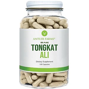 Antler Farms - 100% Pure Tongkat Ali Extract 200:1, 180 Capsules, 500mg - Eurycoma Longifolia Slow Grown Aged Roots from Indonesia – Men’s Health Support, Vegan, Gluten, Soy and Dairy Free