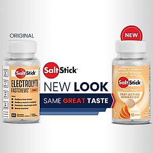 SaltStick Electrolyte FastChews - 60 Peach Chewable Electrolyte Tablets - Salt Tablets for Runners, Sports Nutrition, Electrolyte Chews for Hydration