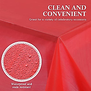 24 Pcs Red Disposable Plastic Tablecloth 54 x 108 Inch Christmas Party Supplies Rectangle Waterproof Table Covers for Indoor Outdoor Events Weddings Birthday Parties