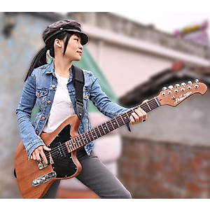 Rayzm Guitar Strap, Adjustable Cotton Strap for Acoustic/Electric/Bass Guitar, with a Shoulder Pad Pressure Release for Comfortable Playing