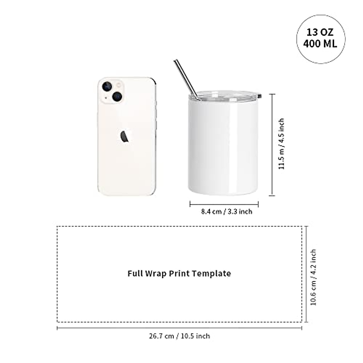 PYD Life 4 Pack Sublimation Tumblers Cups Blanks with Lids and Straws White Stainless Steel Straight Tumblers for Kids,for Cricut Mug Press Sublimation Oven Printing