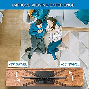 PERLESMITH Universal Swivel TV Stand-Table Top TV Stand for 32-60 inch TV-Height Adjustable TV Base with Heavy-Duty Tempered Glass Base, VESA 400x400mm up to 88lbs, PSTVS17