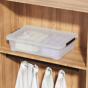 Afromy 3 Pack 20 Qt Wheeled Latching Storage Box, Stackable Underbed Bin with Latch Lid, Clear