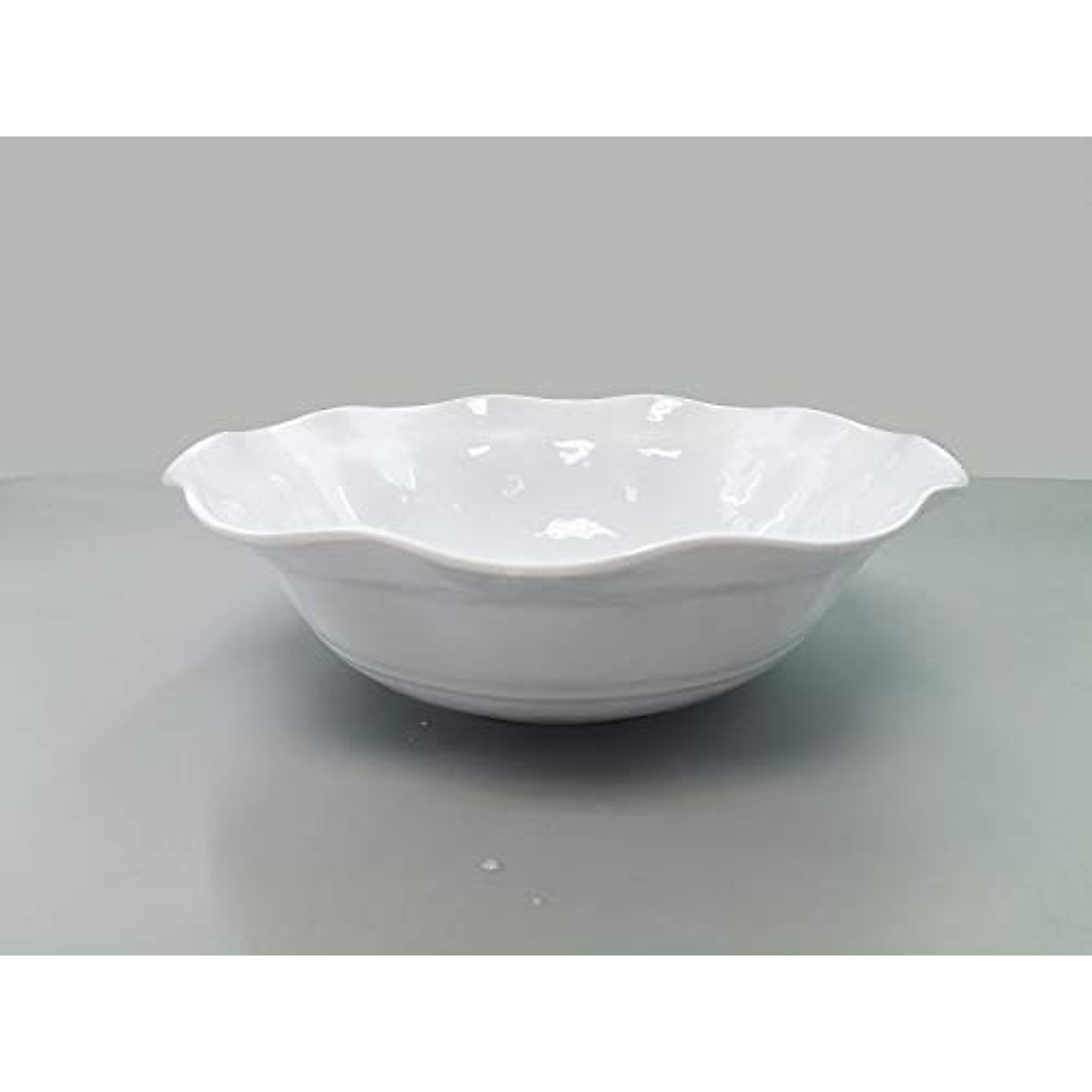 lok-osemile Ruffle in Round BPA-Free Melamine Round Salad, Mixing Bowl, 12.5-Inches, White