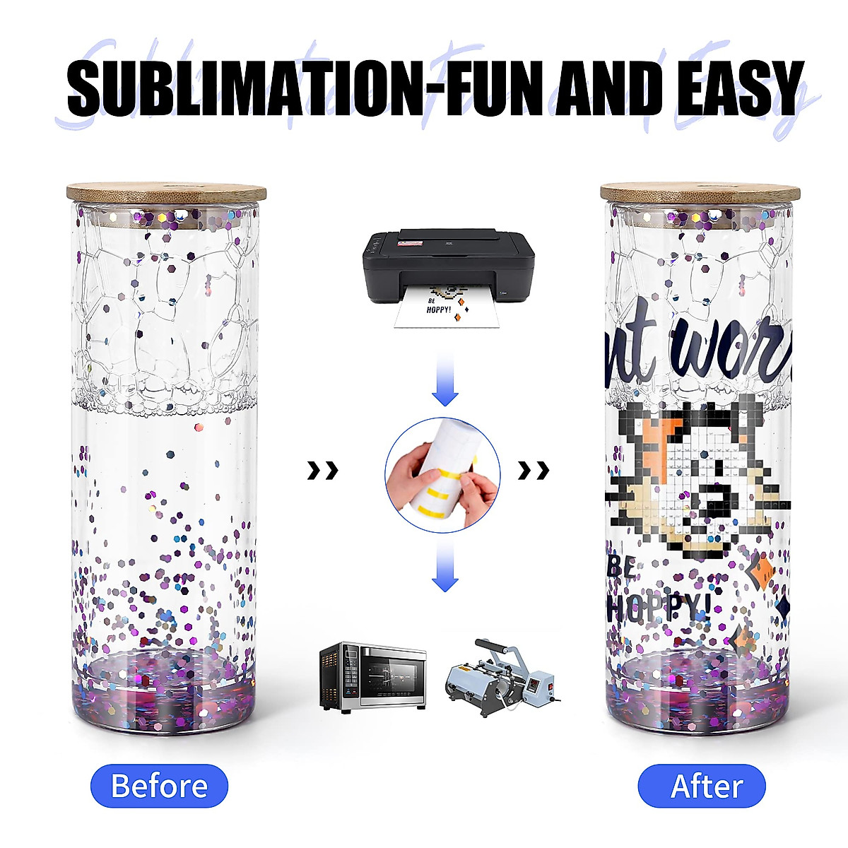 AGH 25OZ Snow Globe Glass Tumbler,2 Pack Sublimation Glass with Bamboo Lids and Straws, Double Wall Sublimation Beer Can Glasses Can Shaped Tumblers with Pre Drilled Hole for DIY