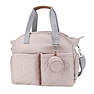 AMLESO Nappy Changing Bag Handbag mom Bag Large Storage Two Front Pockets Bag, Light Pink