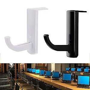 Magik 4-8 Pack Plastic Headphone Holder Earphone Headset Hanger Rack Stand Hook for Computer Internet Bar Desk Office (4 Pack, Black)