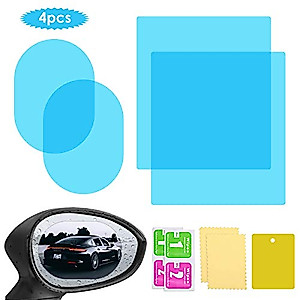 Yinuoday 4pcs Car Rearview Mirror Film Rearview Mirror Adhesive Anti- Fog Anti- Glare Anti- Scratch Rainproof Mirror Film