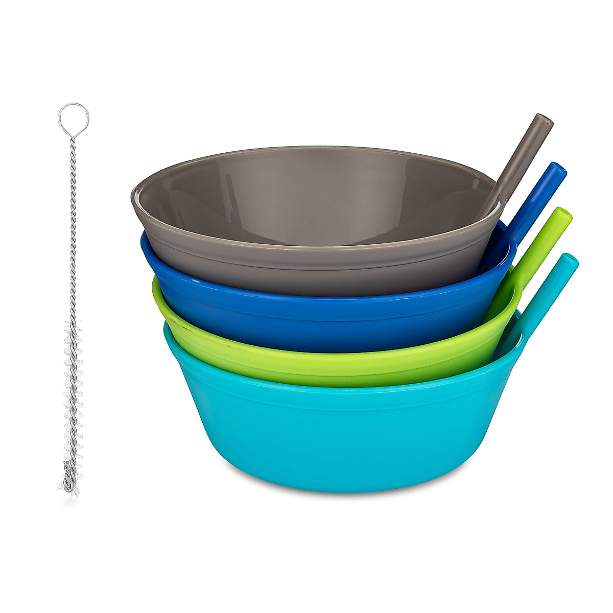 Quiet Book Club Cereal Bowls with Straws for Kids Bowls with Straw for Cereal Childrens Bowls with Straw Built in for Kids Plastic Straw Bowls for Toddlers Dishwasher Safe BPA FREE for boys
