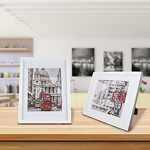 11x14 Picture Frame Set of 6, Display Pictures 8x10 with Mat or 11x14 without Mat, Tabletop Display and Wall Hanging, Made of Solid wood, Classic photo Frame for Wall Gallery Home Decor, White