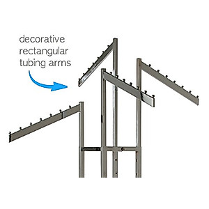 Only Garment Racks - Heavy Duty Chrome 4 Way Rectangular Arm Clothing Rack, Adjustable Height Waterfall Arm Garment Rack, Perfect for Retail Clothing Store Display - Rectangular Tubing Slant Arms
