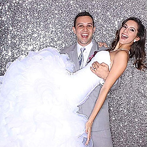 JYFLZQ Silver Sequin Backdrop Curtains 4ft x 6.5ft 1 Panel Glitter Photo Booth Backdrops Sparkly Photography Background Drapes for Parties Wedding Bridal Showers