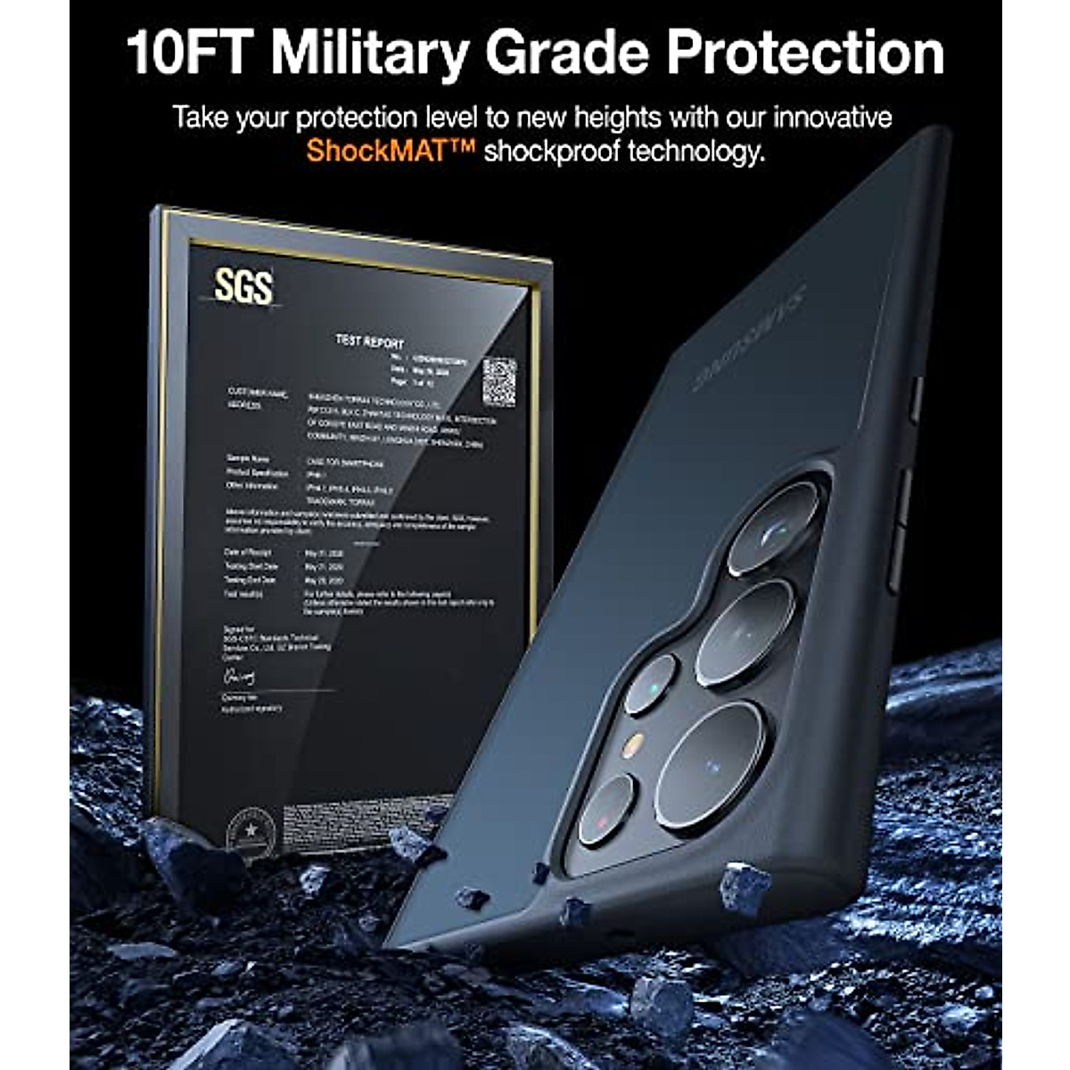 TORRAS Shockproof Designed for Samsung Galaxy S23 Ultra Case 6.8'',Military Grade Drop Tested, Protective Hard Semi-Clear Back Thin Slim Galaxy S23 Ultra Case 2023, Phantom Black-Guardian Series