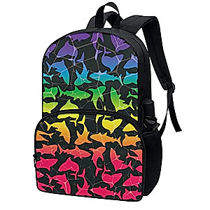 Colorful Shark Backpack Baby Shark Backpack Kids Shark Backpack Toddler Kindergarten School Bookbag with Pocket Zipper Adjustable Strap Mini Backpack Travel Backpack for Women Men