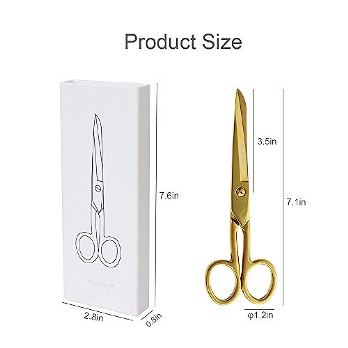 MultiBey Scissors Straight Recycled Stainless Steel 7" Copper Gold Multipurpose Fabric Leather Arts and Crafts Paper Shears Heavy Duty