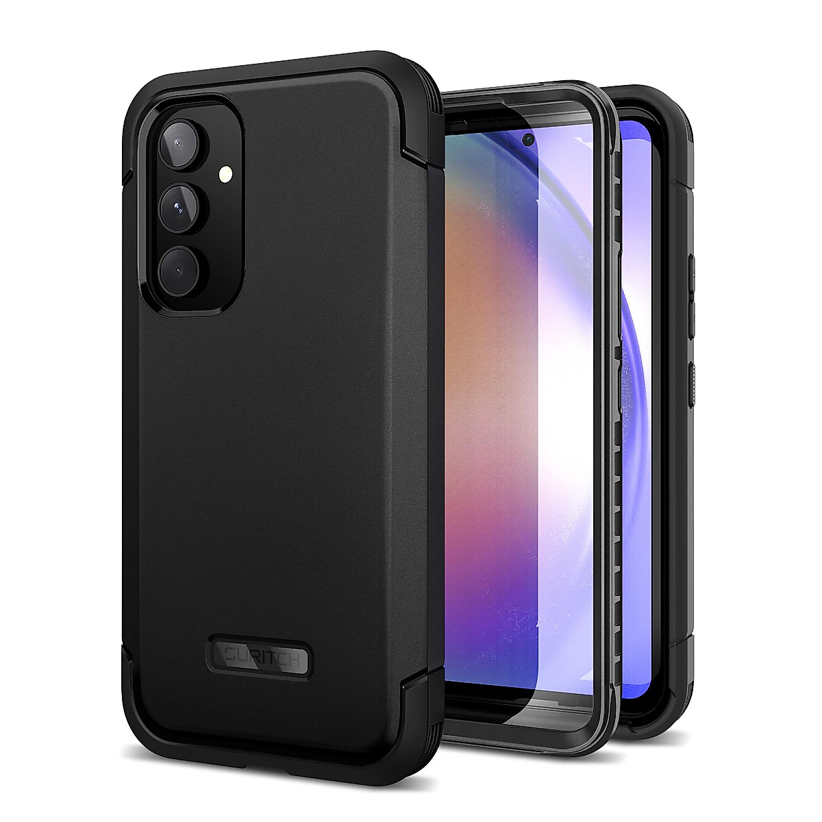 SURITCH for Samsung Galaxy A54 5G Phone Case, Full Body Shockproof Protective Military Grade Rugged Dual Layer Case with Built in Screen Protector -Black