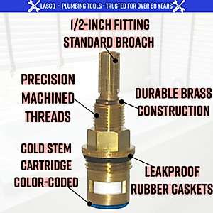 LASCO S-180-2NL 1/2-Inch No Lead Cold Ceramic Stem for Cartridge 4002