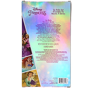 Townley Girl Disney Princess Sparkly Lip Balm For Girls, 4 pack with Light Up Mirror