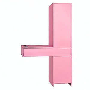 Binrrio Pink Wall Mount Hair Styling Barber Station, Beauty Salon Spa Furniture Set, Dressing Table Hair Salon Equipment, 3 Storage Shelf+2 Drawers+1 Cabinet+3 Heat Resistant Sleeves