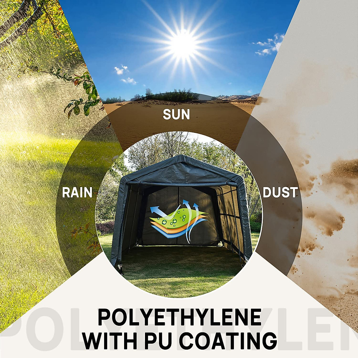 Bestmart INC 10x15ft Heavy Duty Grey Carport Portable Garage Storage Shed Canopy