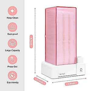 Automatic Cotton Pad Holder, Square Press Out Cosmetic Cotton Makeup Removers Pad Holder, Makeup Cotton Organizer Container Dispenser Storage Display Rack