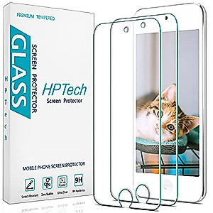 HPTech 2-Pack Tempered Glass For Apple New iPod Touch 7th Gen (2019), 6th Gen, 5th Gen (2015) Screen Protector, Easy to Install, Bubble Free, 9H Hardness