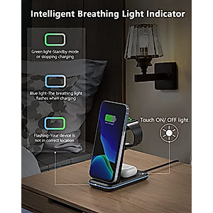 Wireless Charger, 3 in 1 Fast Wireless Charging Station, Wireless Charging Stand Dock 18W Foldable for Apple Watch SE/7/6/5/4/3/2 AirPods 3/2/Pro iPhone 13/12/11/Pro/XS/Xs Max/XR/X/SE/8/8 Plus