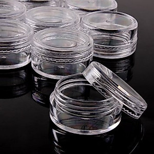Beauticom 3g/3ml (0.1 Fl Oz) Round Clear Plastic Jars with Round Top Lids for Creams, Lotions, Powders, Glitters, and more. (Color: Clear Lid, Quantity: 50 Pieces)