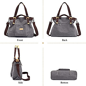 CORIOS Women Shoulder Bag Canvas Handbag Ladies Top Handle Bag Large Capacity Crossbody Bag Casual Messenger Bag Multifunctional Hobo Tote Bag for Travel Shopping Work Party Office Purple Coffee