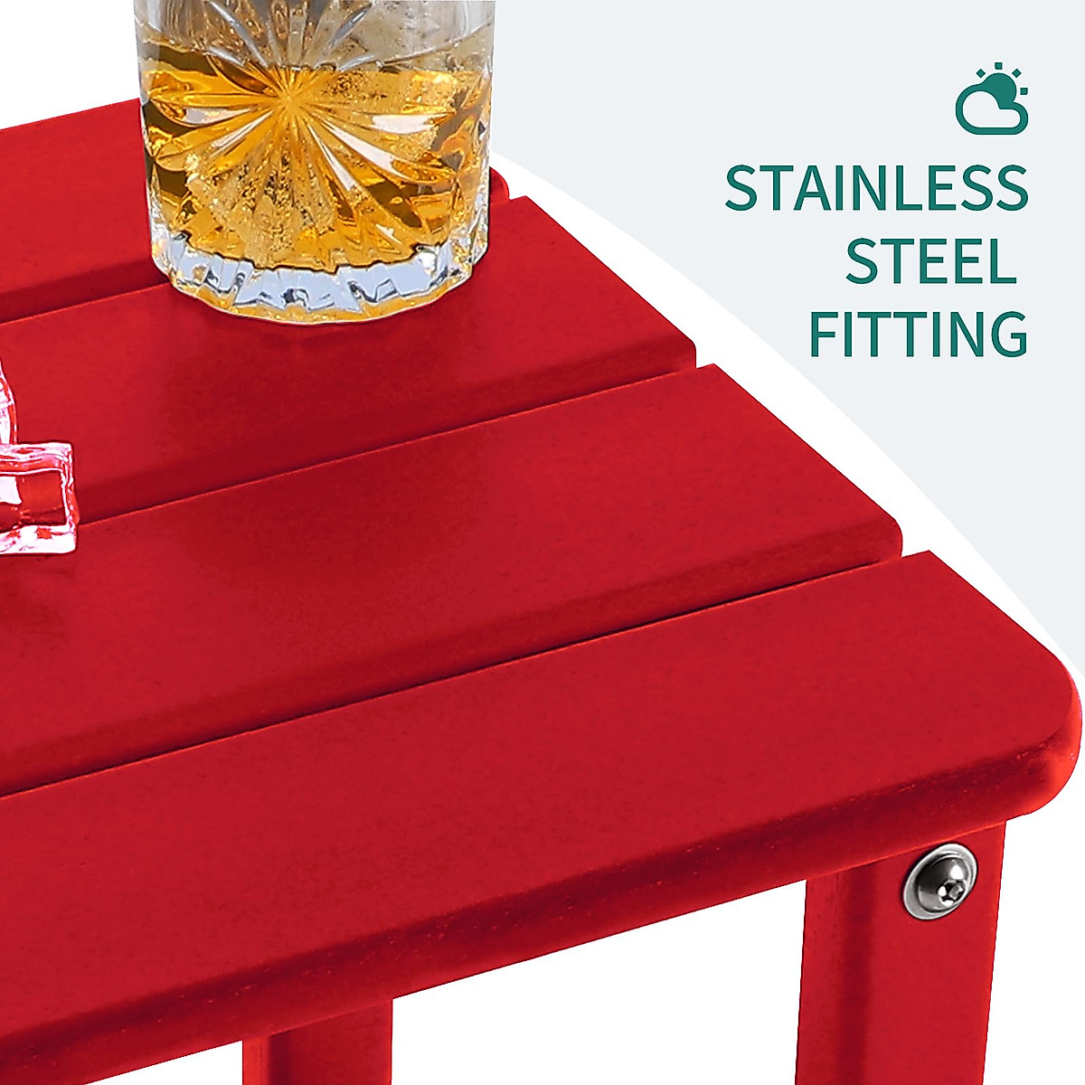 Aoorun Outdoor Adirondack Side Table, adirondack table plastic, 2-Tier (13.9" D x 13.5" W x 17.3" H) - Red