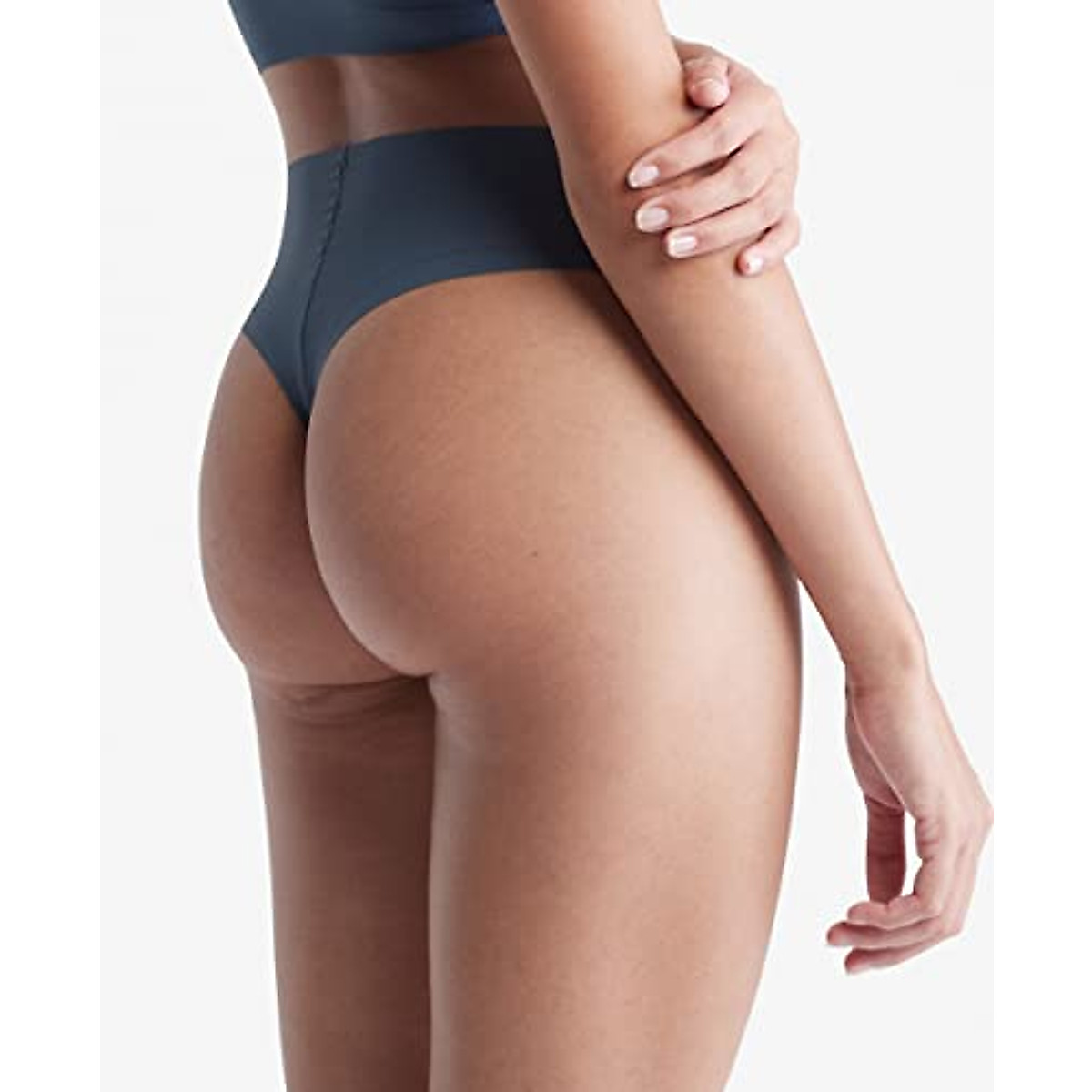 Calvin Klein Women's Invisibles High-Waist Thong Panty, Blue Edge