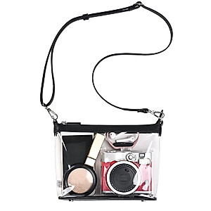 GM LIKKIE Clear Cross Body Bag, Clear Zipper Purses for Women, Stadium Approved Women Shoulder Handbag (Black)