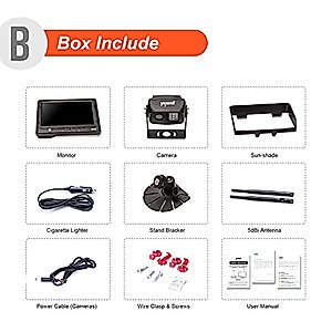 Yuwei Digital Wireless Backup Camera System Kit, AHD1080P, Wireless Rear View Camera and 7'' LCD Wireless Reversing Monitor for Trailer, RV, Bus, Trucks, Horse-Trailer, School Bus, Farm Machine,etc