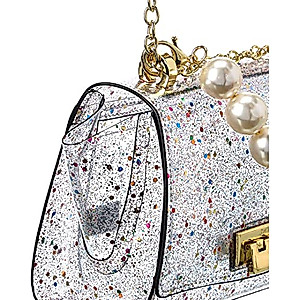 ZAC Zac Posen Eartha Small Chain Shoulder - Clear Glitter Rainbow Multi- Clear One Size