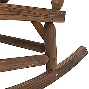 Outsunny 2-Person Wood Rocking Chair with Log Design, Heavy Duty Loveseat with Wide Curved Seats for Patio, Backyard, Garden, Walnut