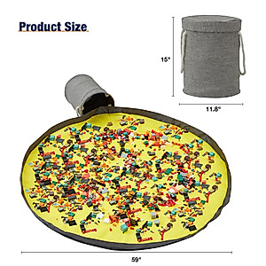 EXQ Home Toy Storage Basket and Building Bricks Toy Play Mat for Kids Rooms (11.8 x15 inches) - Organizer Storage Organizer for Toys, Playroom Canvas Bag Gift for Boy/Girls Grey