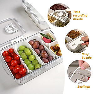 OZEPLASC Divided Serving Tray with 8 Compartments Snack Box Container with Lid, Airtight, Portable, White, Minimalist Style
