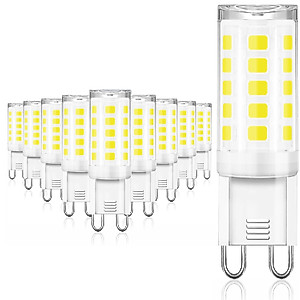 winshine 10 Pack G9 LED Bulb T4 Chandelier Light Bulbs 5000K Daylight, 4W (40W Halogen Replacement) G9 Bi Pin Ceramic Base, 120V AC 360°Beam Angle for, Barthroom Lamp, Crystal Wall Lamp Not-Dimmable