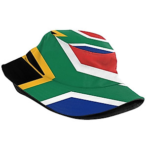 Cute South Africa Flag Bucket Hats Fashion Sun Cap Packable Outdoor South African Boonie Cap for Unisex Women and Men